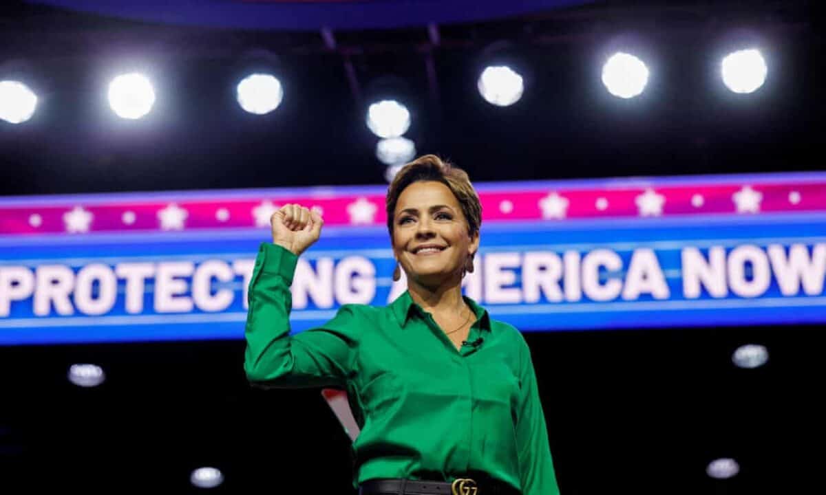 Kari Lake speaks in front of a Confederate flag. - The Mind Shield